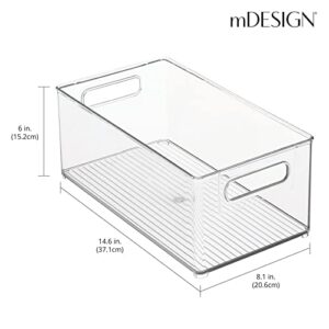 mDesign Deep Plastic Storage Organizer Container Bin, Game and Comic Organization for Cabinet, Cupboard, Playroom, Shelves, or Closet - Holds Video Games, Tablets, DVDs, Ligne Collection, Clear