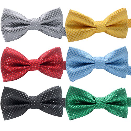 YOY Handcrafted Adorable Pet Bow Ties - 6-Pack Adjustable Neck Tie 11.4"-18.5" Polka Dots Bowties Dog Collar Neckties Kitty Puppy Grooming Accessories for Doggy Cat, 6 Colors