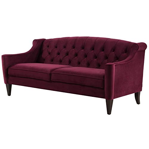 Jennifer Taylor Home Ken 74" Upholstered Button Tufted Sofa, Burgundy Velvet