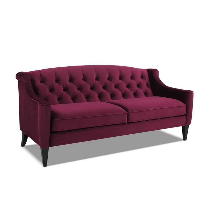 Jennifer Taylor Home Ken 74" Upholstered Button Tufted Sofa, Burgundy Velvet