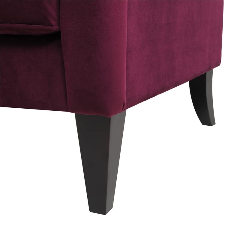 Jennifer Taylor Home Ken 74" Upholstered Button Tufted Sofa, Burgundy Velvet