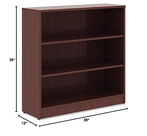 Lorell Mahogany Laminate Bookcase, 36" x 36" x 12"