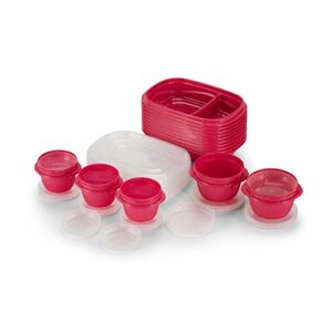 Rubbermaid TakeAlongs 2-Compartment Meal Prep and Food Storage Kit, 30 Pieces including Lids, BPA-Free Plastic, Beet Red