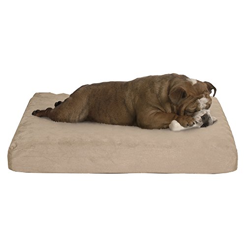 Memory Foam– 2-Layer Orthopedic Dog Bed with Machine Washable Cover - 26 x 19 for Medium Dogs up to 40lbs by PETMAKER (Tan)