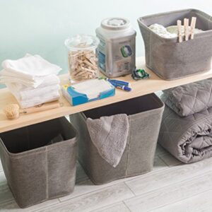 DII Variegated Trapezoid Storage Bin, Zig Zag Stitch, Gray, Small