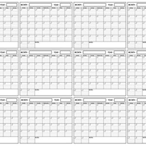 SwiftGlimpse 36x48 Large Jumbo Oversized Erasable Laminated Blank Annual Yearly Wall Calendar Poster, 12 Months, Reusable for Office, Academic, Home