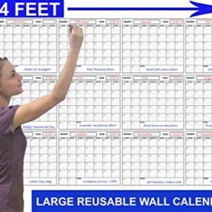 SwiftGlimpse 36x48 Large Jumbo Oversized Erasable Laminated Blank Annual Yearly Wall Calendar Poster, 12 Months, Reusable for Office, Academic, Home