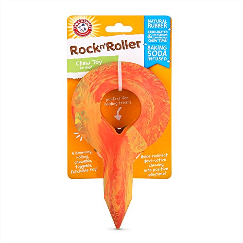 Arm & Hammer Rock-N-Roller Stuffable Dental Chew Toy for Dogs | Perfect Fit for Tennis Ball | Best Dog Chew Toy For the Toughest Chewers | Reduces Plaque & Tartar Buildup Without Brushing, Red