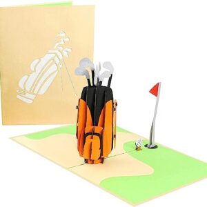 PopLife Golf Clubs 3D Father’s Day Pop Up Card - Happy Anniversary, Hole-in-One Retirement Gift, Valentine's Day card for Him, Birthday - Golfing Gift for Husband, Card for Golfers - for Son, Dad