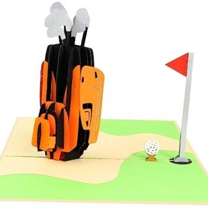 PopLife Golf Clubs 3D Father’s Day Pop Up Card - Happy Anniversary, Hole-in-One Retirement Gift, Valentine's Day card for Him, Birthday - Golfing Gift for Husband, Card for Golfers - for Son, Dad