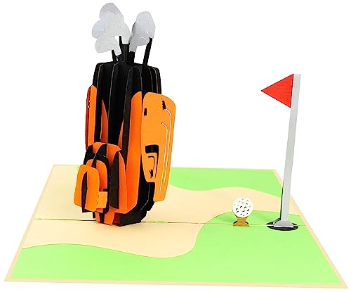 PopLife Golf Clubs 3D Father’s Day Pop Up Card - Happy Anniversary, Hole-in-One Retirement Gift, Valentine's Day card for Him, Birthday - Golfing Gift for Husband, Card for Golfers - for Son, Dad