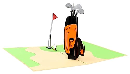 PopLife Golf Clubs 3D Father’s Day Pop Up Card - Happy Anniversary, Hole-in-One Retirement Gift, Valentine's Day card for Him, Birthday - Golfing Gift for Husband, Card for Golfers - for Son, Dad