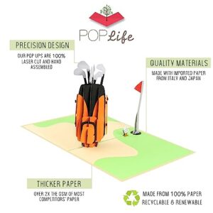 PopLife Golf Clubs 3D Father’s Day Pop Up Card - Happy Anniversary, Hole-in-One Retirement Gift, Valentine's Day card for Him, Birthday - Golfing Gift for Husband, Card for Golfers - for Son, Dad