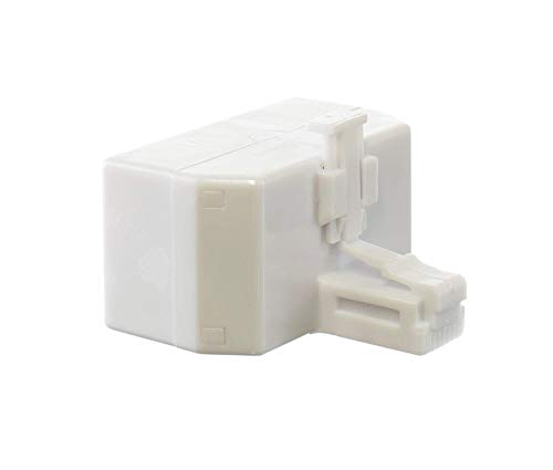 1 Pack, White - 2 Line Phone Splitter - 3 Way Telephone Line Splitter (Line 1, Line 2, and Twin Line) - Dual Line Telephone Splitter with RJ11 Keystone Jack - Phone Line Adapter - 1 Piece, White