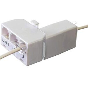 1 Pack, White - 2 Line Phone Splitter - 3 Way Telephone Line Splitter (Line 1, Line 2, and Twin Line) - Dual Line Telephone Splitter with RJ11 Keystone Jack - Phone Line Adapter - 1 Piece, White