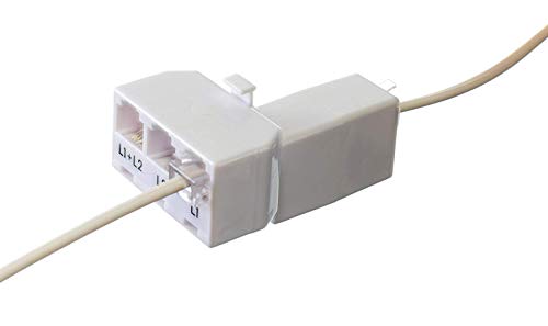 1 Pack, White - 2 Line Phone Splitter - 3 Way Telephone Line Splitter (Line 1, Line 2, and Twin Line) - Dual Line Telephone Splitter with RJ11 Keystone Jack - Phone Line Adapter - 1 Piece, White