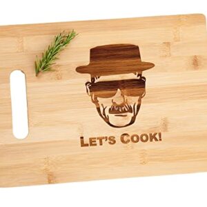 Breaking Bad Engraved Bamboo Wood Cutting Board with Handle Funny Gift for Father's Day Birthday Christmas Charcuterie Cheese Tray 13 x 9.5"