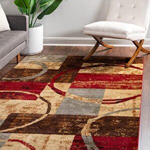 Unique Loom Barista Collection Area Rug - Kouillou (7' 10" x 10' Rectangle, Multi/ Brown)