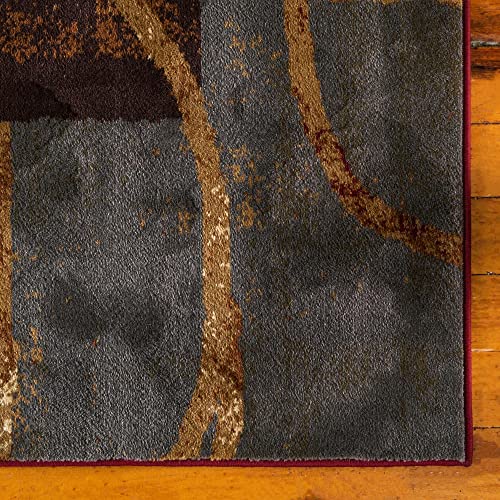 Unique Loom Barista Collection Area Rug - Kouillou (7' 10" x 10' Rectangle, Multi/ Brown)