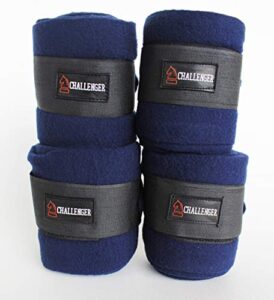 challenger horse tack grooming leg polo wrap set of 4 soft fleece navy blue 95r04