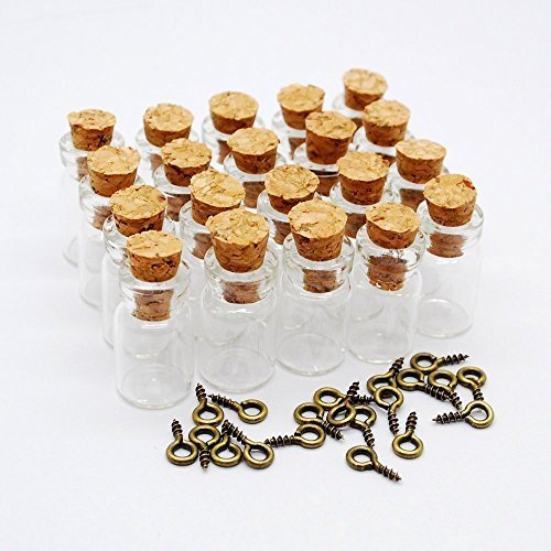 CTKcom 100pcs 0.5ml-extra Mini Tiny Clear Glass Jars Bottles with Cork Stoppers, Glass Bottles for Decoration, Arts & Crafts, Projects, Party Favors,100 Botlles + 100 Screws