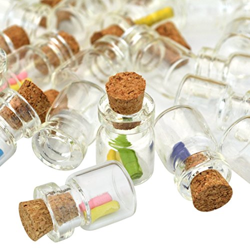 CTKcom 100pcs 0.5ml-extra Mini Tiny Clear Glass Jars Bottles with Cork Stoppers, Glass Bottles for Decoration, Arts & Crafts, Projects, Party Favors,100 Botlles + 100 Screws