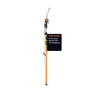 fiskars chain drive extendable tree pruner and pole saw - 7'-16' extendable tree trimmer gardening tool - orange