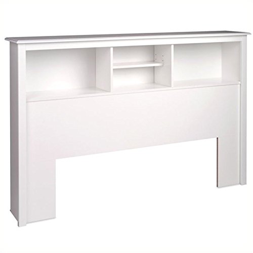 BOWERY HILL Modern Wood Full Queen Bookcase Headboard in White