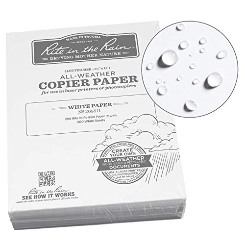 Rite in the Rain All-Weather Bulk Copier Paper, 8 1/2" x 11", 20# White, 500 Sheet Pack (No. 208511)