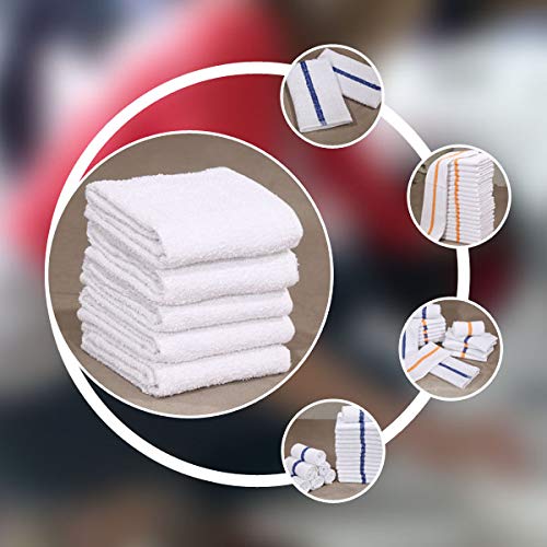 12 PC New Cotton Blend White Restaurant Bar Mops Kitchen Towels (1 Dozen) (12, Gold Stripe)