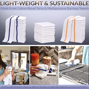 12 PC New Cotton Blend White Restaurant Bar Mops Kitchen Towels (1 Dozen) (12, Gold Stripe)