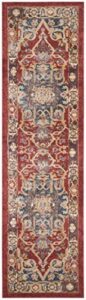 safavieh bijar collection 2'3" x 6' red / royal bij605r traditional oriental distressed non-shedding living room entryway foyer hallway bedroom runner rug