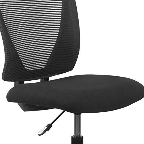 Flash Furniture Harper Ergonomic Mid-Back Mesh Drafting Chair with Black Fabric Seat and Adjustable Foot Ring