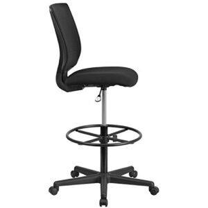 Flash Furniture Harper Ergonomic Mid-Back Mesh Drafting Chair with Black Fabric Seat and Adjustable Foot Ring