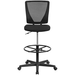 Flash Furniture Harper Ergonomic Mid-Back Mesh Drafting Chair with Black Fabric Seat and Adjustable Foot Ring