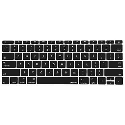 MOSISO Silicone Keyboard Cover Protective Skin Compatible with MacBook Pro 13 inch 2017 2016 Release A1708 Without Touch Bar & Compatible with MacBook 12 inch A1534, Black