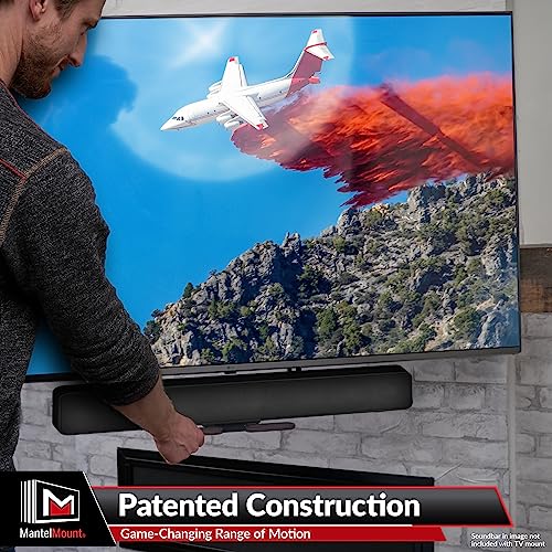 MantelMount MM540 - Above Fireplace Pull Down TV Mount for 40" to 80" Screen TVs to 90 lbs, with Patented auto-straightening, Adjustable Stops, Heat Sensor Handles & Paintable Covers