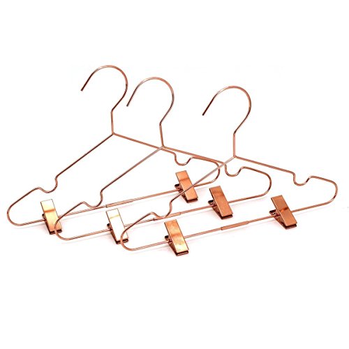 10Pack Koobay 13" Rose Copper Gold Shiny Metal Wire Top Clothes Hangers With Clips for Shirts Coat Storage & Display