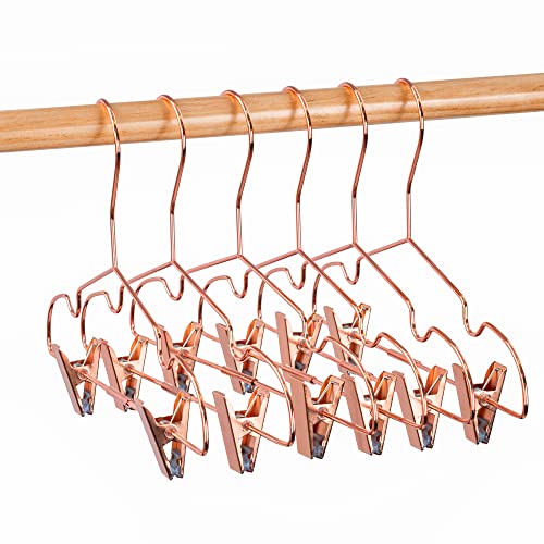 10Pack Koobay 13" Rose Copper Gold Shiny Metal Wire Top Clothes Hangers With Clips for Shirts Coat Storage & Display