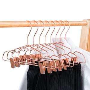 10Pack Koobay 13" Rose Copper Gold Shiny Metal Wire Top Clothes Hangers With Clips for Shirts Coat Storage & Display