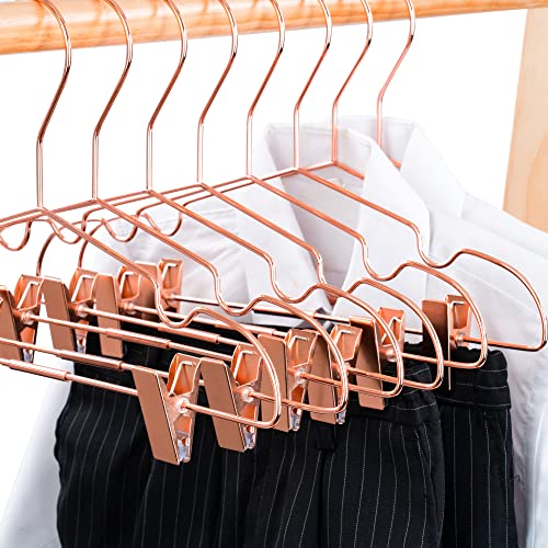 10Pack Koobay 13" Rose Copper Gold Shiny Metal Wire Top Clothes Hangers With Clips for Shirts Coat Storage & Display