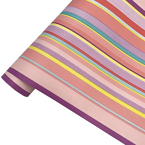 SimpleLife4U Colorful Mediterranean Striped Furniture Paper Self-Adhesive Shelf Drawer Liner 17.7 Inch by 9.8 Feet