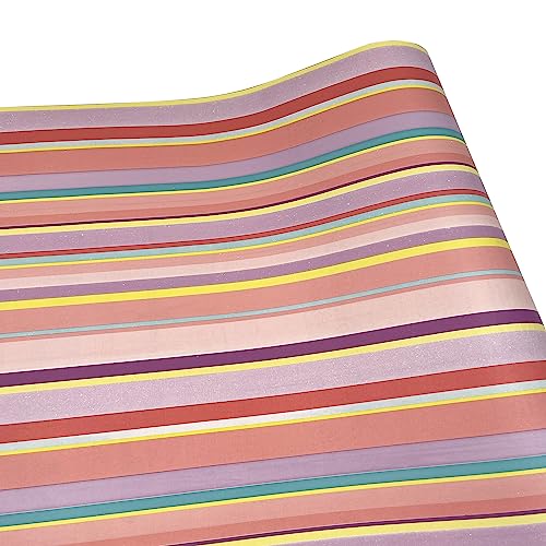 SimpleLife4U Colorful Mediterranean Striped Furniture Paper Self-Adhesive Shelf Drawer Liner 17.7 Inch by 9.8 Feet