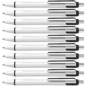 Schneider Slider Xite XB (Extra Broad) Ballpoint Pen, Refillable + Retractable, 1.4 mm, White Barrel w/Blue Accents, Black Ink, Box of 10 Pens (133201)