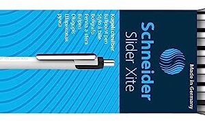 Schneider Slider Xite XB (Extra Broad) Ballpoint Pen, Refillable + Retractable, 1.4 mm, White Barrel w/Blue Accents, Black Ink, Box of 10 Pens (133201)