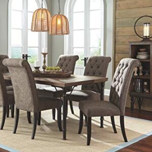 Signature Design by Ashley Tripton Classic Tufted Upholstered Armless Dining Chair, 2 Count, Brownish Gray