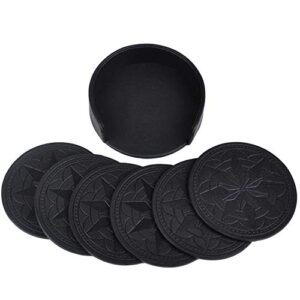 Drink Coasters,365park PU Leather Coasters Set of 6 with Holder for Glasses