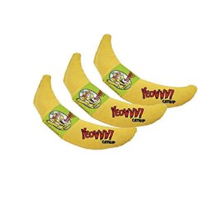 yeowww! duckyworld 100% organic catnip leaf & flower cat toy banana 3 pack