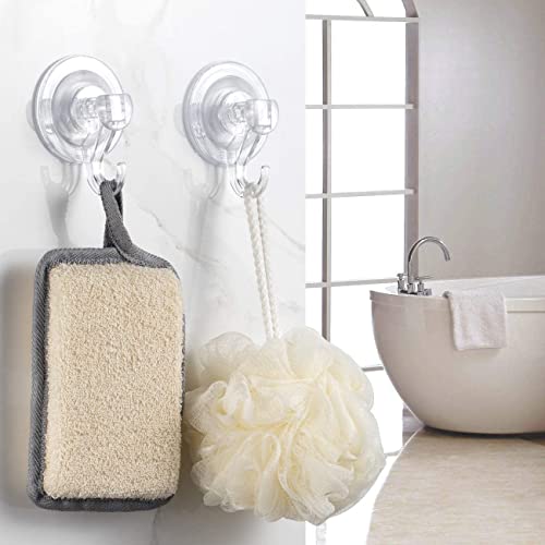 Elegear Suction Cup Hooks for Shower, 2 Pack Waterproof Reusable Shower Suction Hooks, Clear Suction Shower Hooks Hold up to 6.6LB Wreath Suction Hook for Christmas Wreath Loofah Towel Sponge