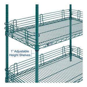 Nexel Poly-Green Adjustable Wire Shelving Unit, 4 Tier, Heavy Duty Commerical Storage Organizer Wire Rack, 18" x 42" x 74", Green